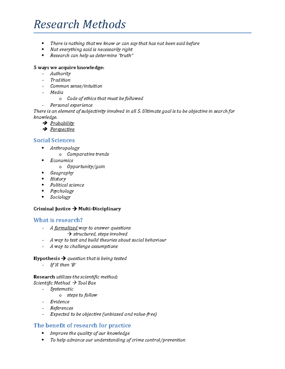 Lecture notes, research methods - Research Methods There is nothing ...