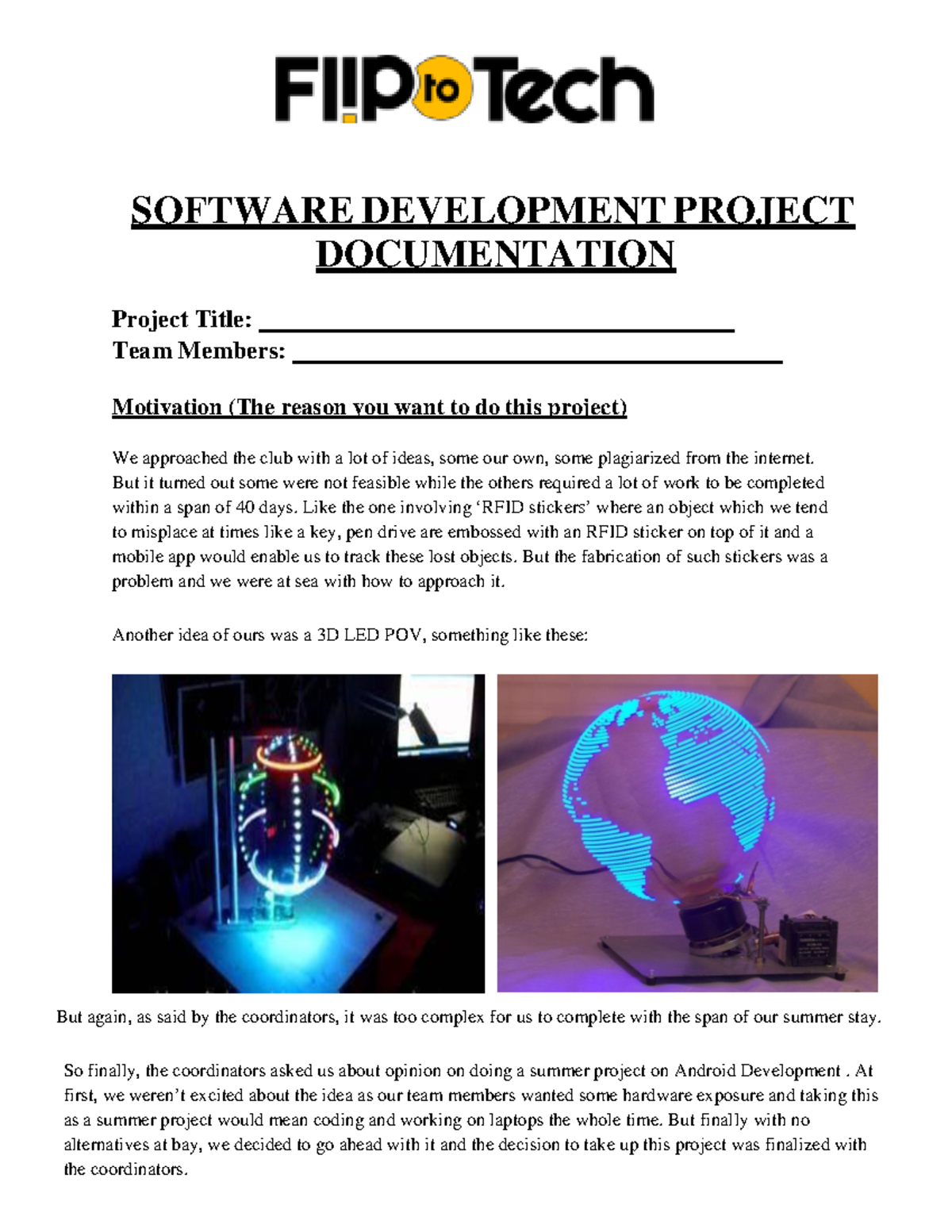Project Documentation - Flip To Tech - SOFTWARE DEVELOPMENT PROJECT ...