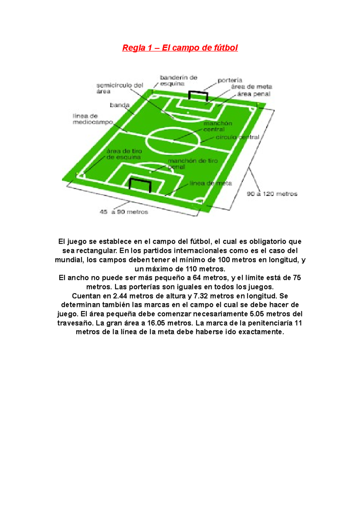 17 Reglas DE Futbol - Regla 1 – El campo de fútbol El juego se ...