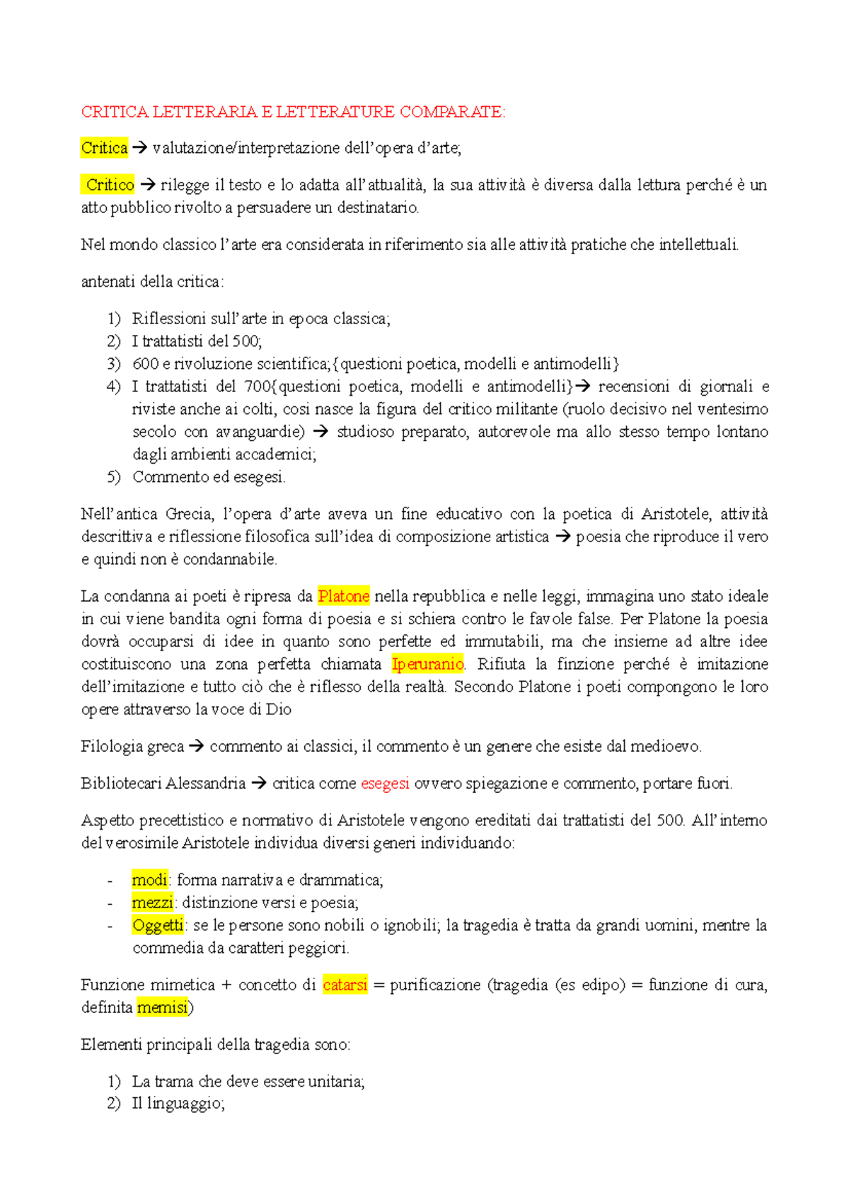 Critica letteraria e letterature comparate - CRITICA LETTERARIA E LETTERATURE COMPARATE: Critica ...