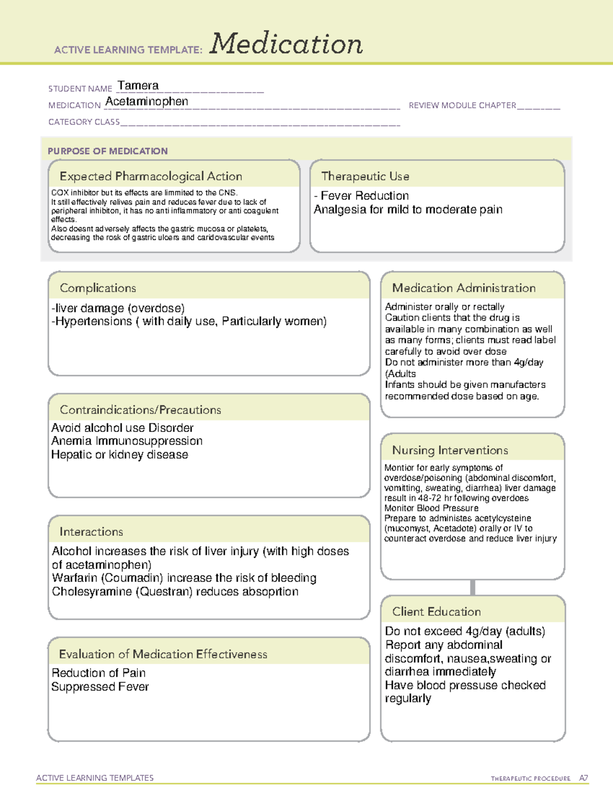 Acetaminophen Pharm LECT - ACTIVE LEARNING TEMPLATES THERAPEUTIC ...