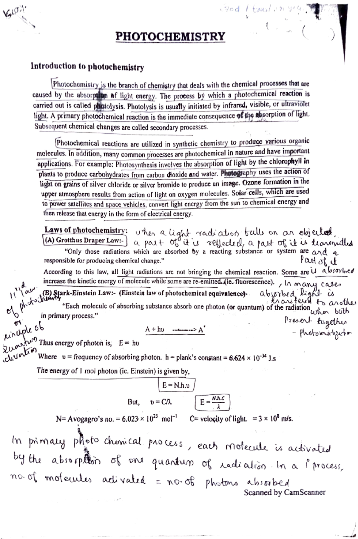Photochemistry Notes - Organic chemistry-1 - Studocu