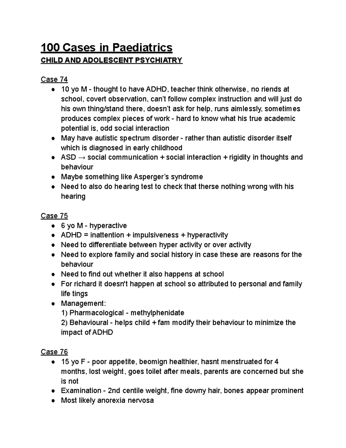 100 Cases in Paediatrics - Psychiatry - 100 Cases in Paediatrics CHILD ...