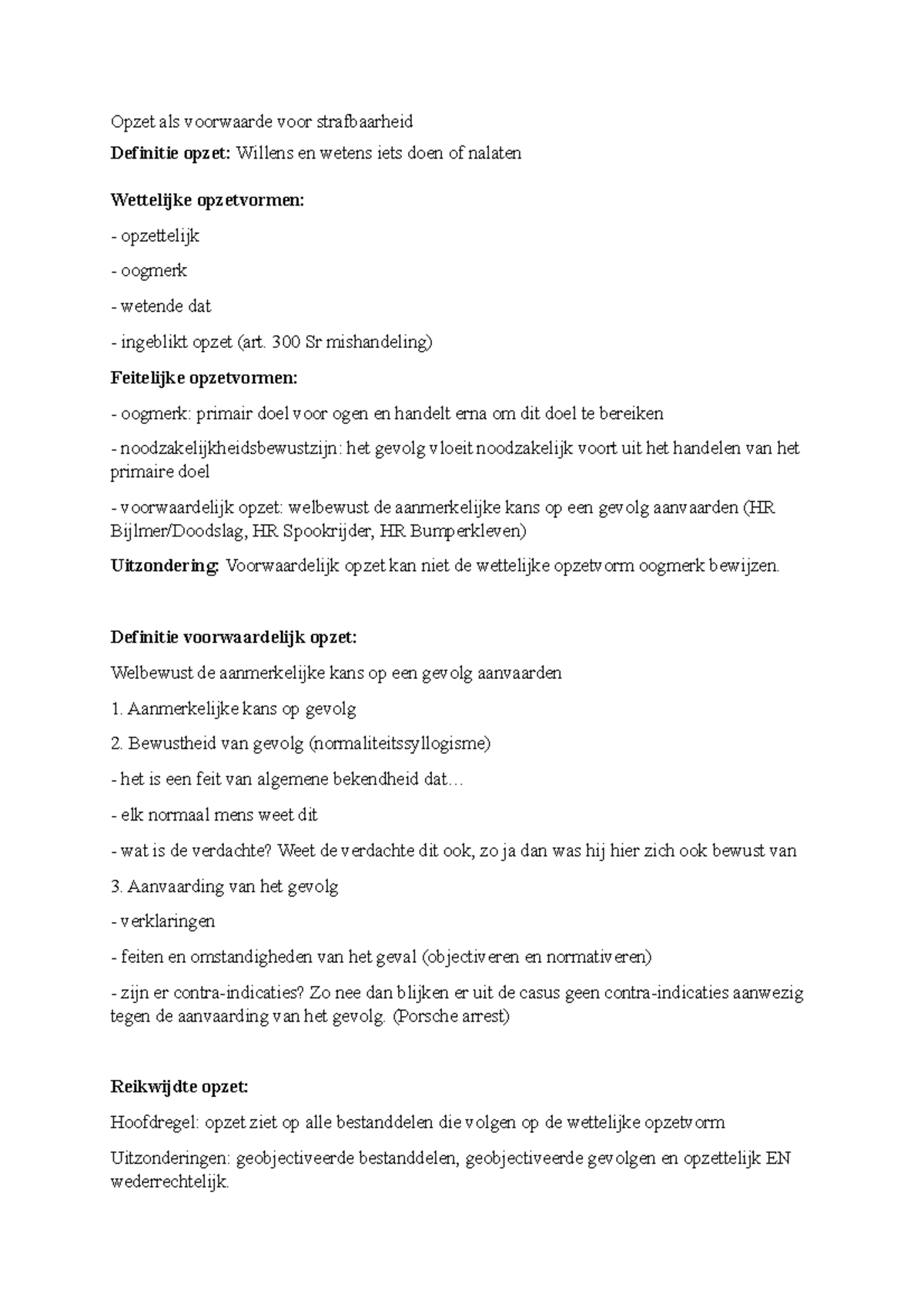 Opzet als voorwaarde voor strafbaarheid - Opzet als voorwaarde voor ...