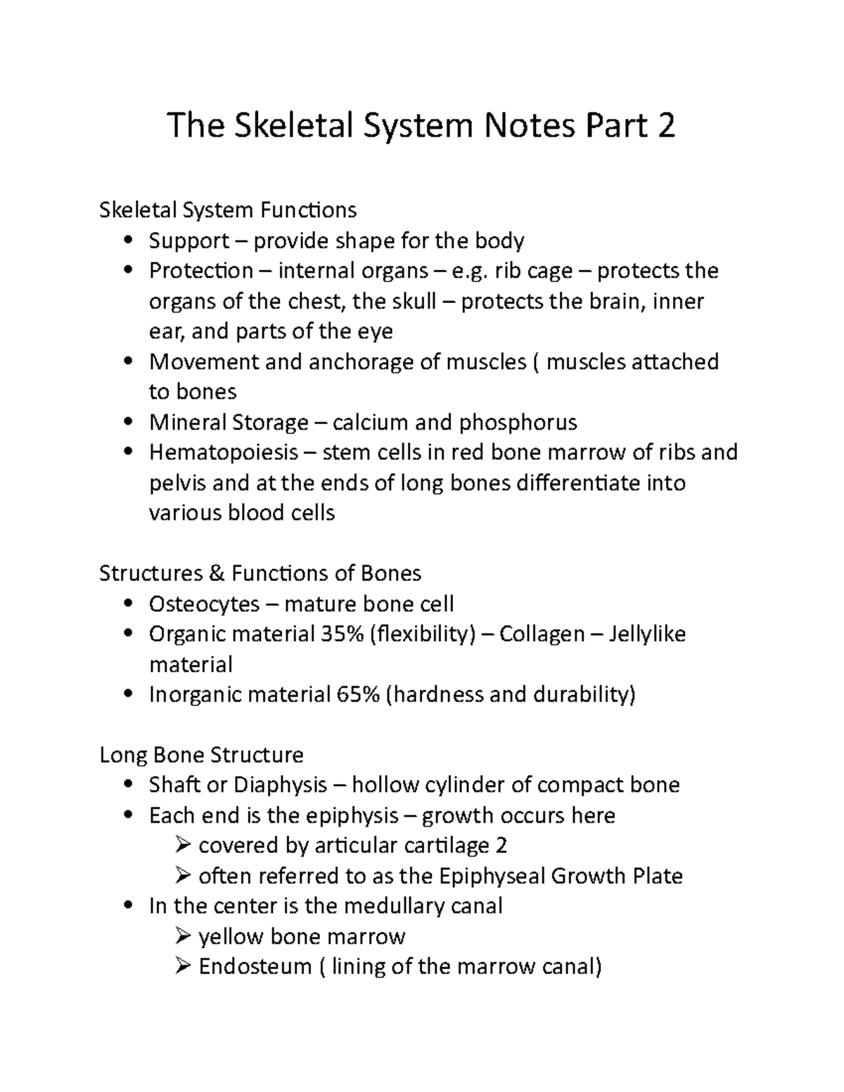 Skeletal System Part 2 Notes - The Skeletal System Notes Part 2 ...
