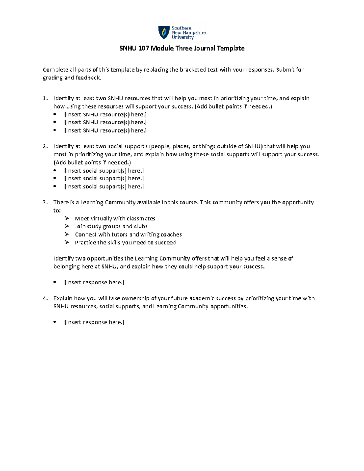 SNHU 107 Module Three Journal Template - SNHU 107 Module Three Journal ...