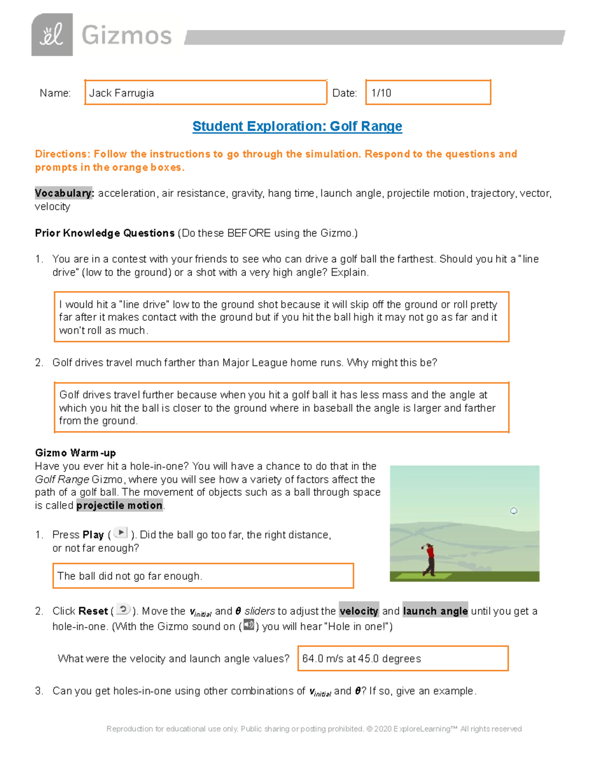 Jack Farrugia - Gizmo Golf Range SE - Name: Jack Farrugia Date: 1 ...