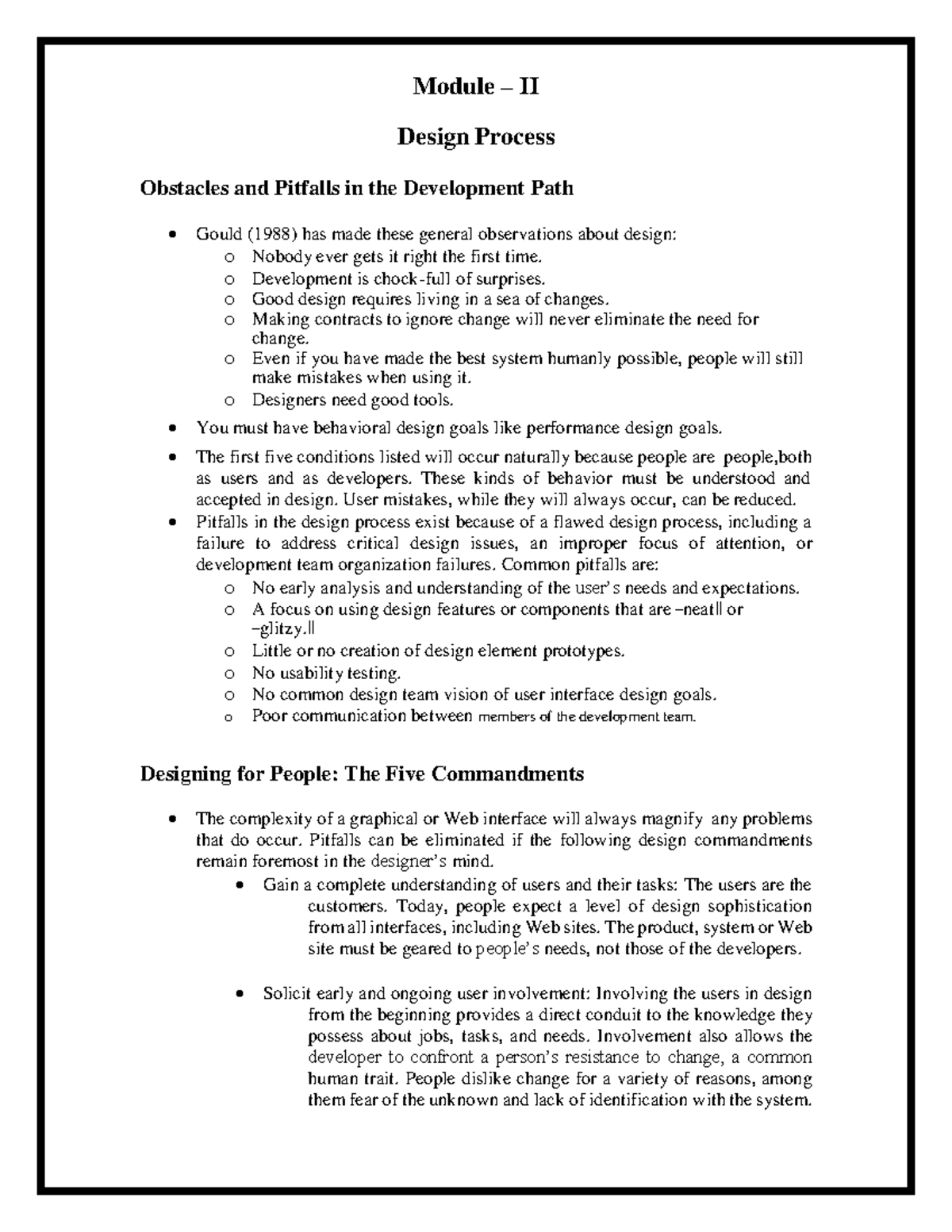 UID M2 - UID M2 - Module – II Design Process Obstacles and Pitfalls in ...