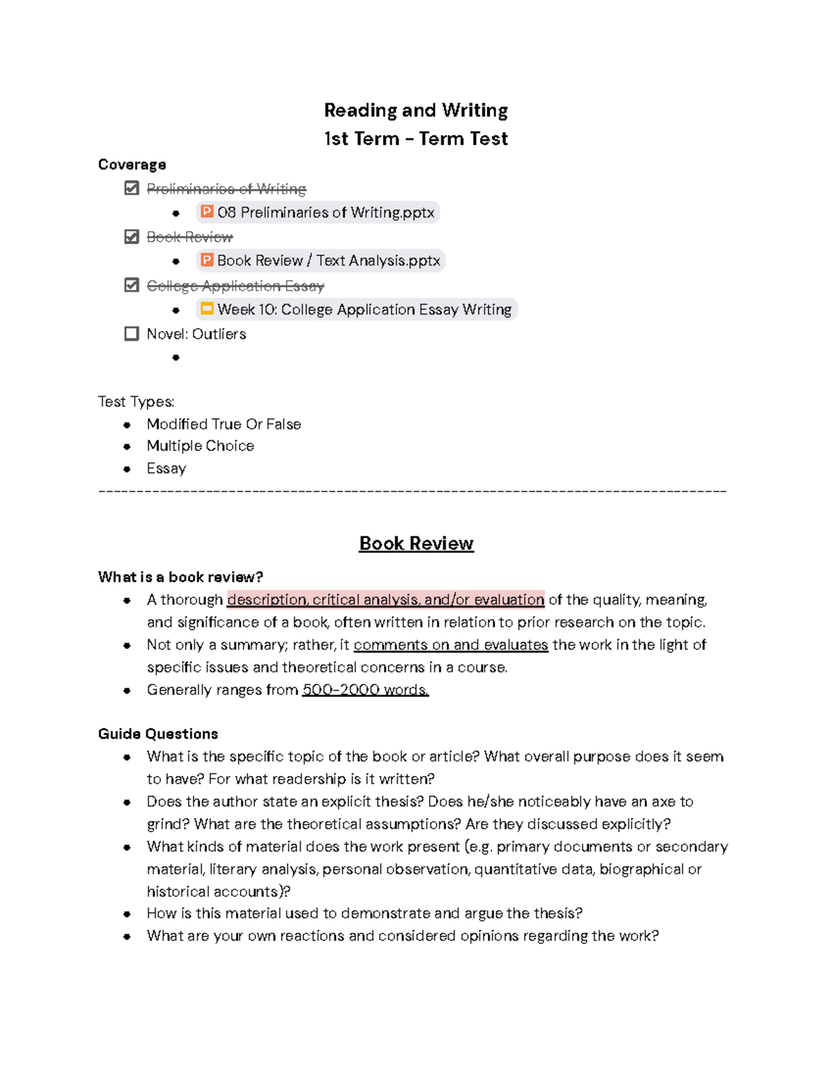 My Ra W Reviewer - Term Test - Reading and Writing 1st Term - Term Test ...