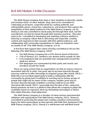 BUS 400 Module Six Discussion Notes - BUS 400 Module 6 Initial ...