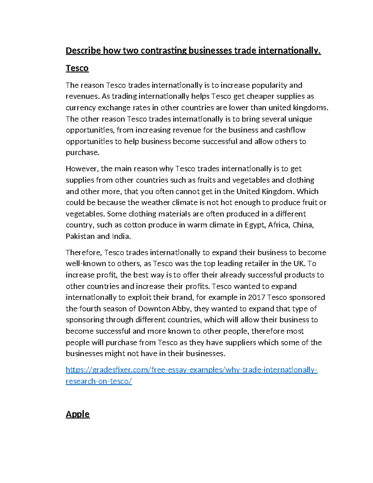 Describing - desire - Describe how two contrasting businesses trade ...