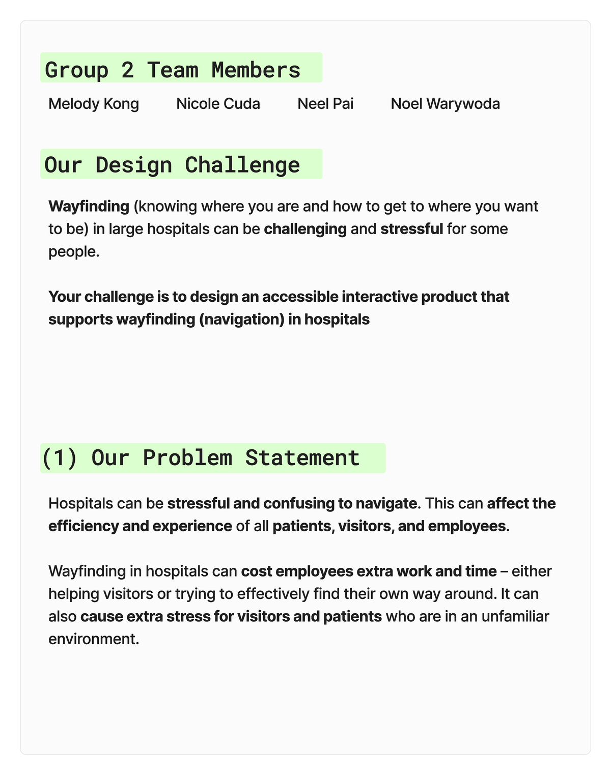 UX230 Group 2 Project - Part 1 - Our Design Challenge Wayfinding ...