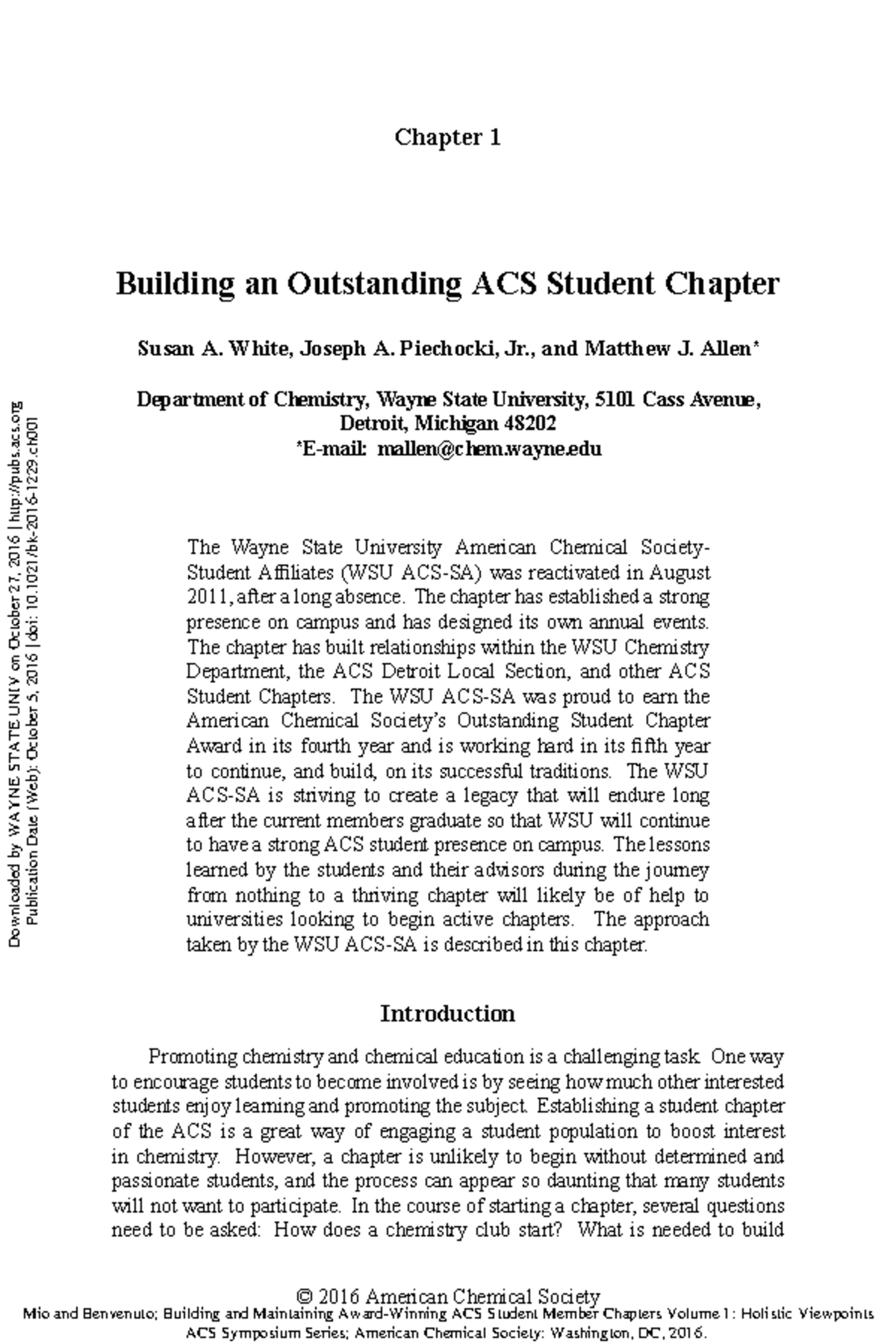 Building and Oustanding ACS Student Chapter - Chapter 1 Building an ...