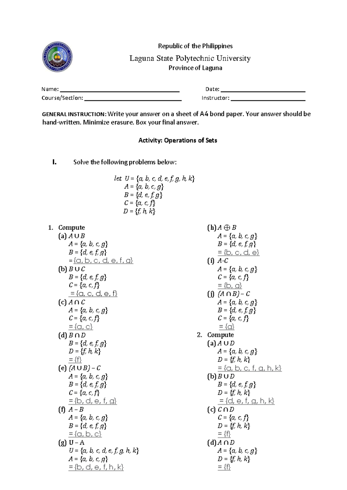 Operation - math notes - Republic of the Philippines Laguna State ...