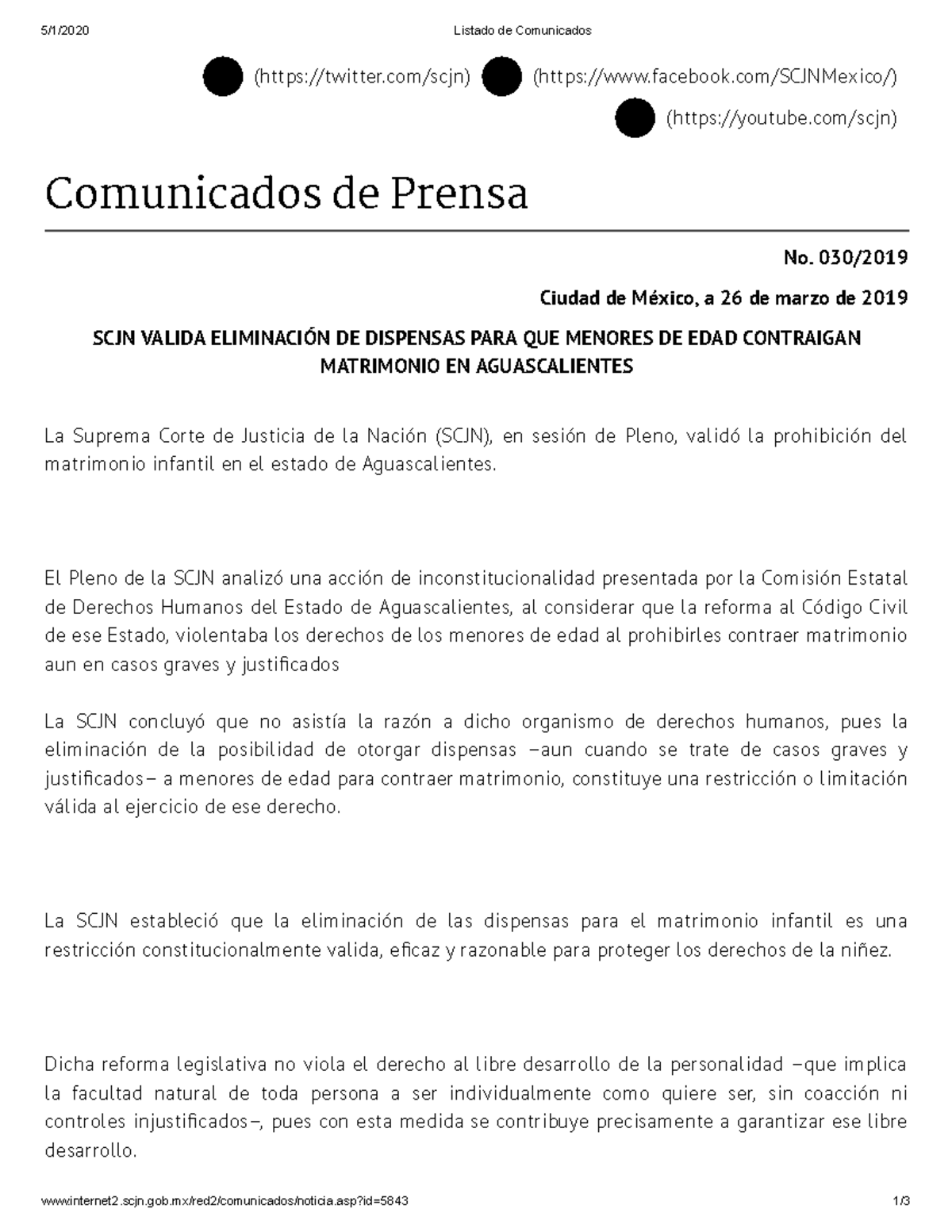Comunicados de Prensa - 10000 - 5/1/2020 Listado de Comunicados - Studocu