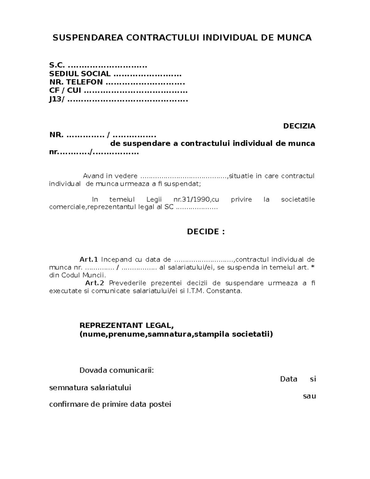 4-Suspendarea contractului individual de munca - SUSPENDAREA ...