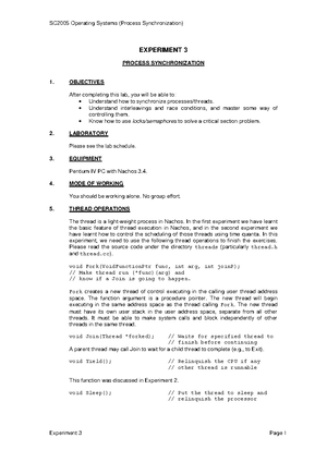 SC2005 Tutorial 1 - SC2005 Operating Systems 1- TUTORIAL ONE Review on Computer System Operation ...