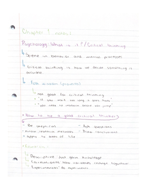 PSY 200 Module 1 Study Guide - Chapter 1: Psychology: The scientific ...