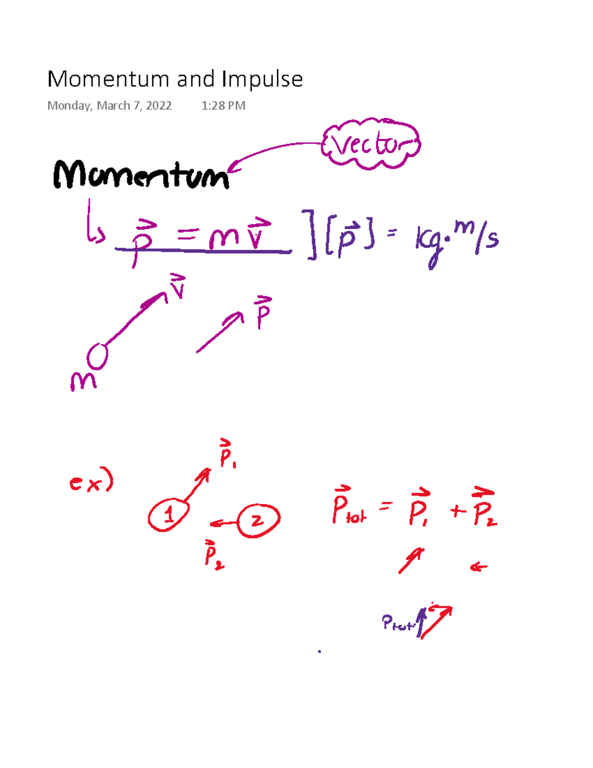 Momentum and Impulse - Michael Dubson - PHYS 1110 - Momentum and ...