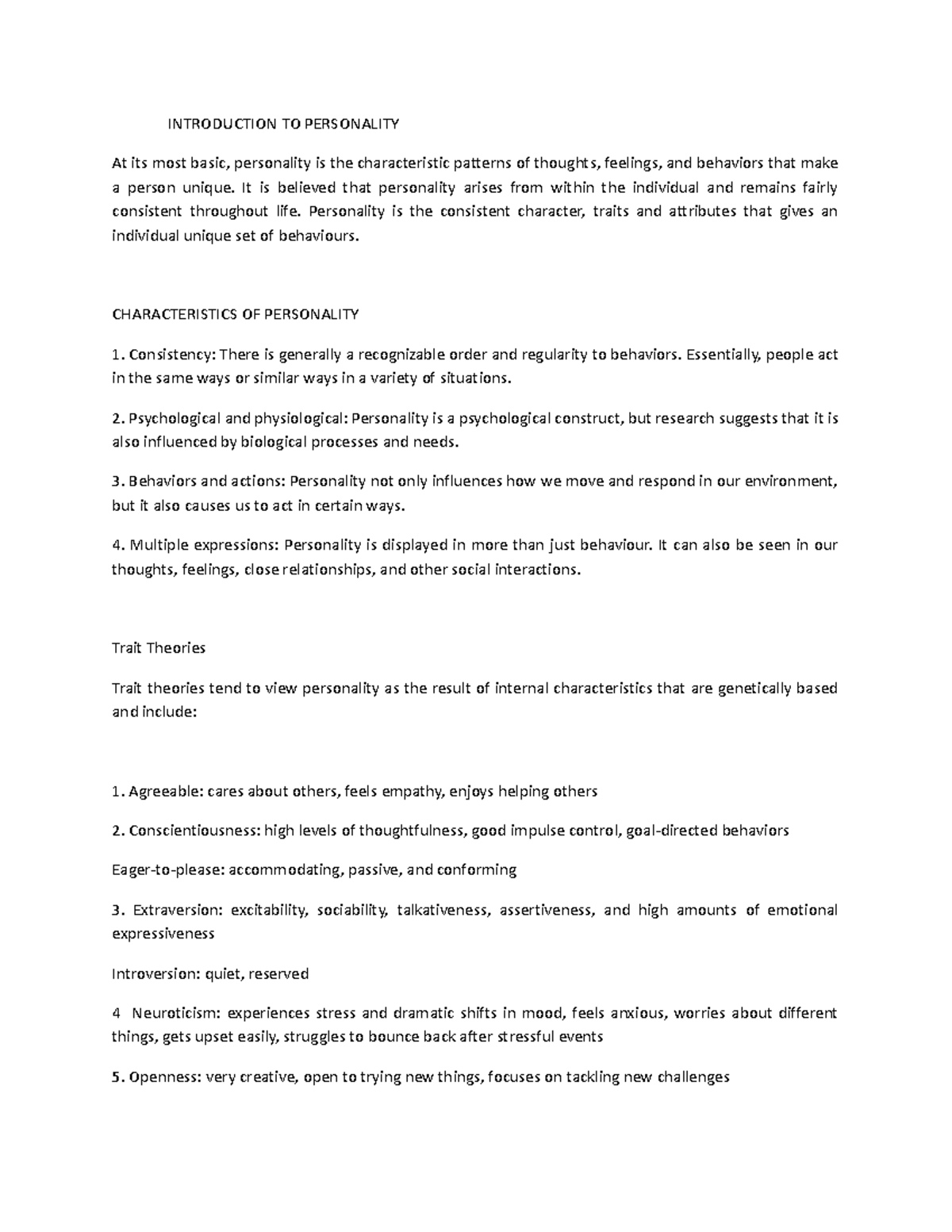 Introduction TO Personality BY Ademola - INTRODUCTION TO PERSONALITY At ...