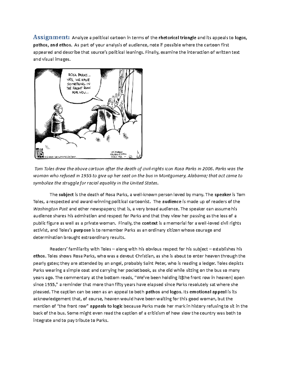 Politicalcartoonanalysis ex - Assignment: Analyze a political cartoon ...