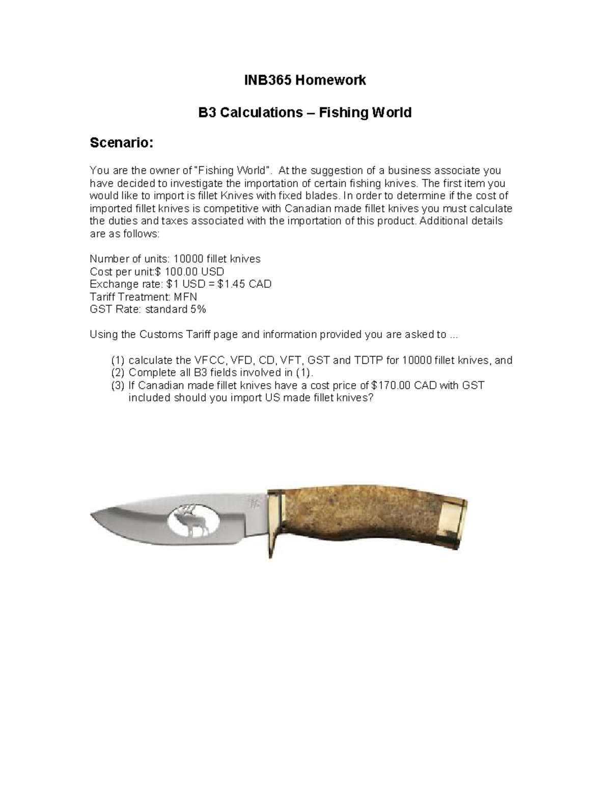 Fishing world knife - INB365 Homework B3 Calculations – Fishing World ...