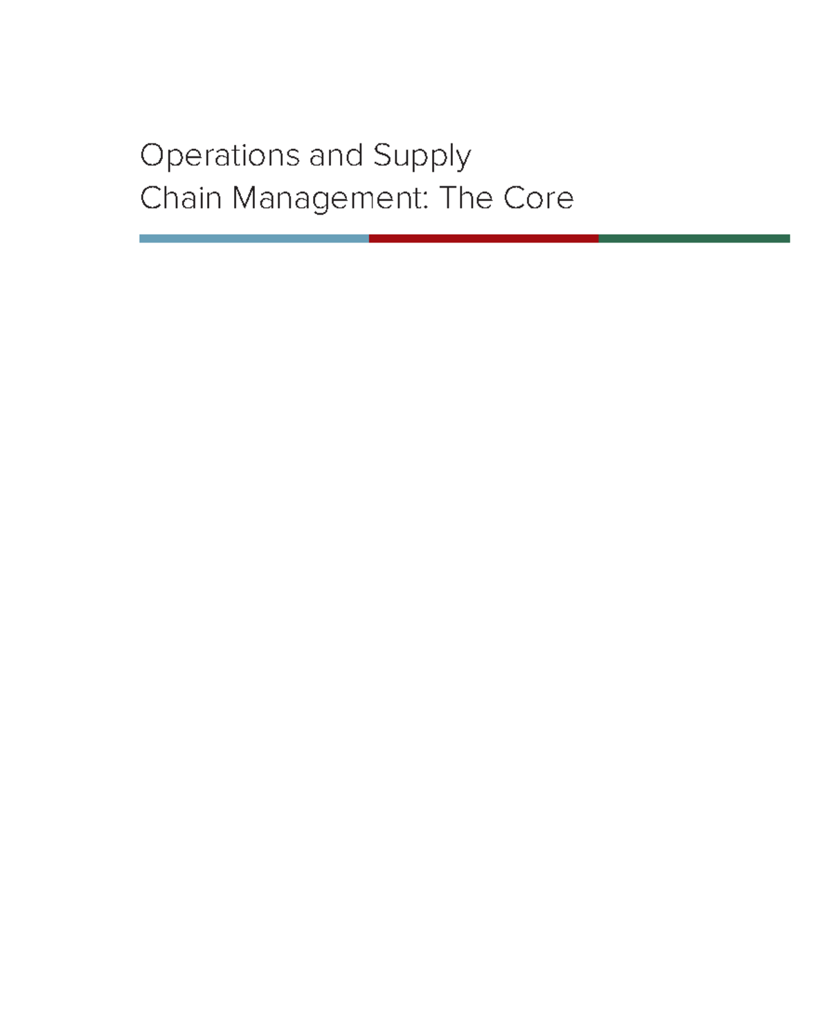 Operations and supply chain management the core - Operations and Supply ...