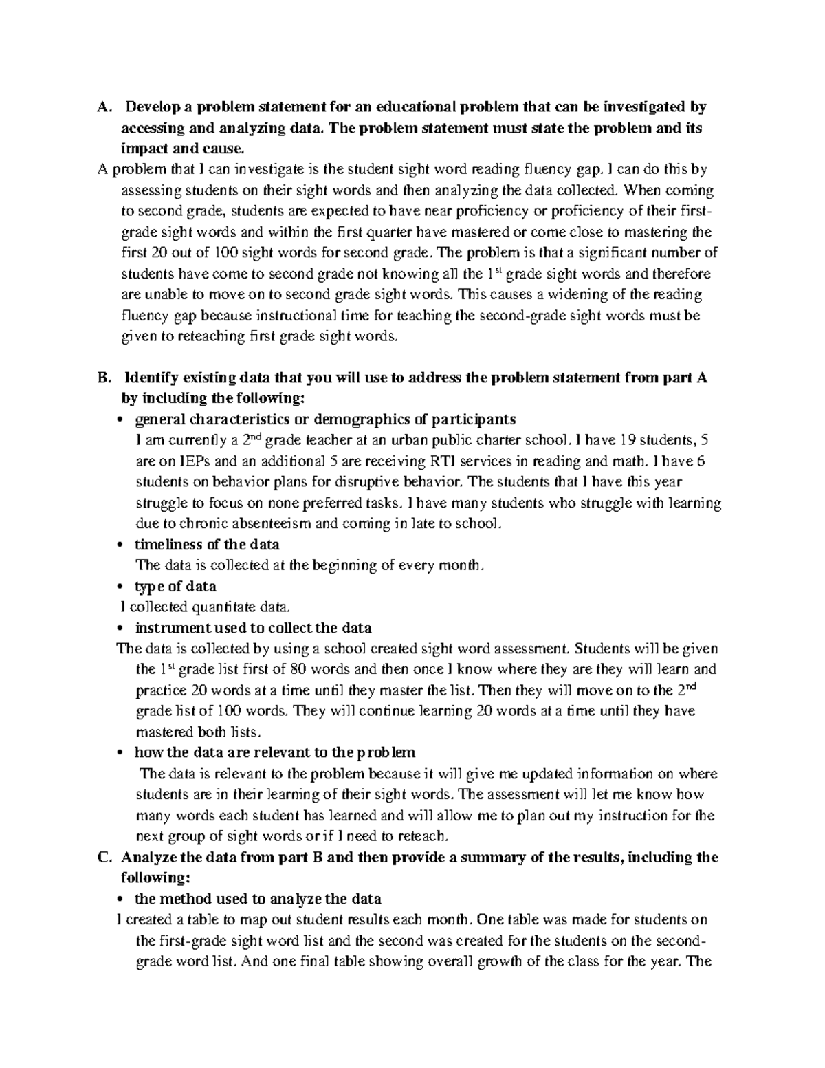 D179 Task 2 D179 Task 2 Passed A Develop A Problem Statement For An Educational Problem