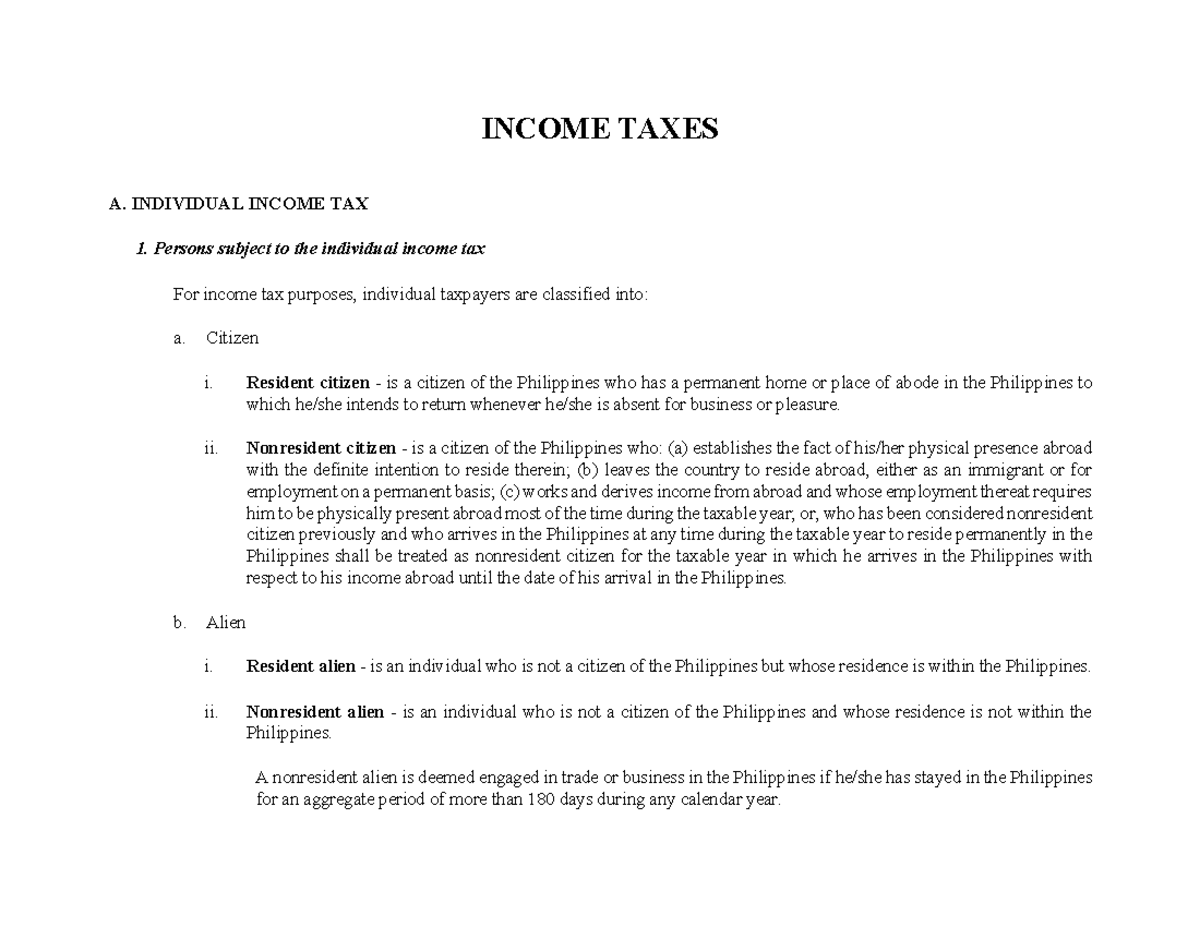 Income-Tax-Individual - INCOME TAXES A. INDIVIDUAL INCOME TAX Persons ...