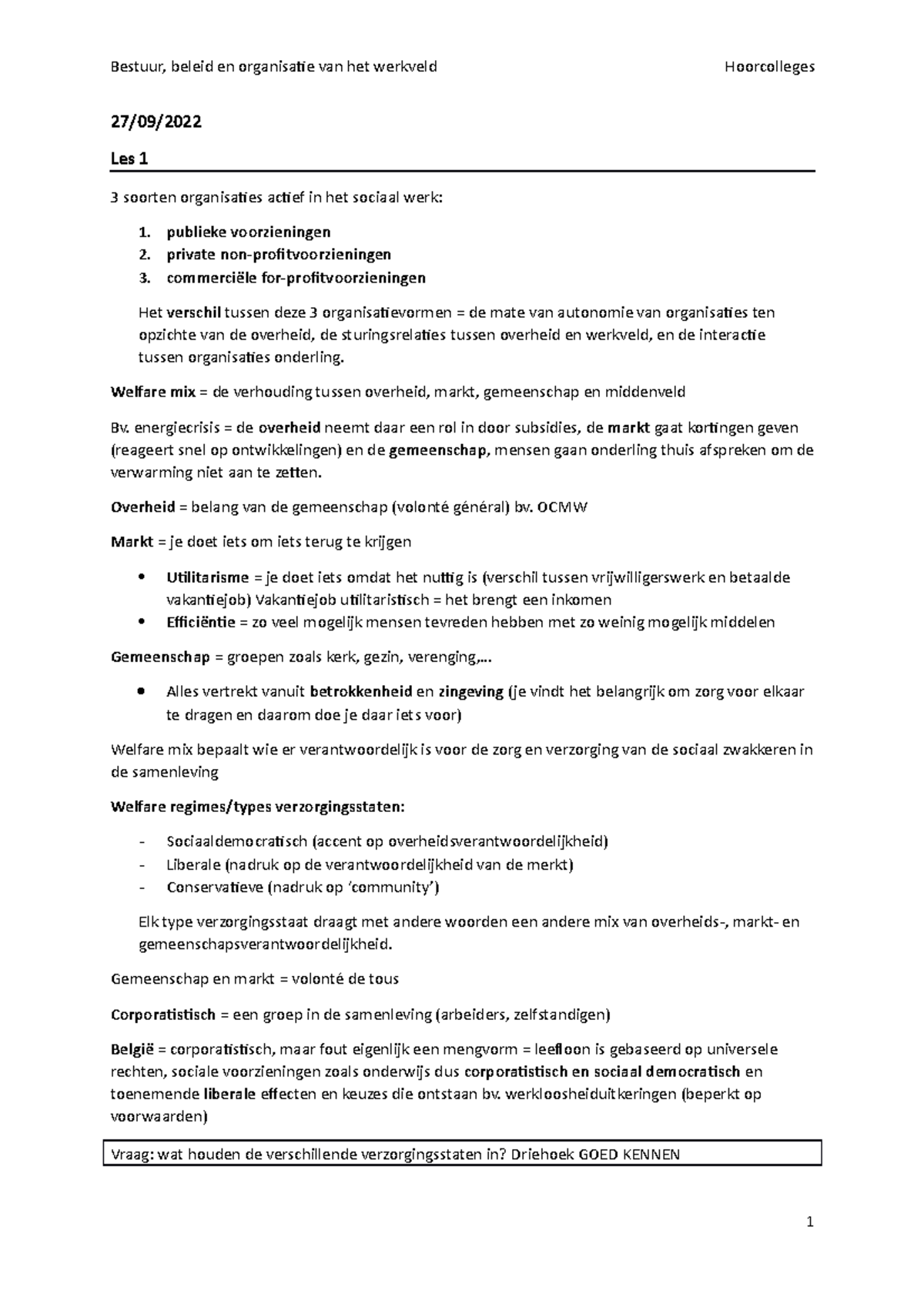 Notities hoorcolleges bbo - 27/09/ Les 1 3 soorten organisaties actief ...