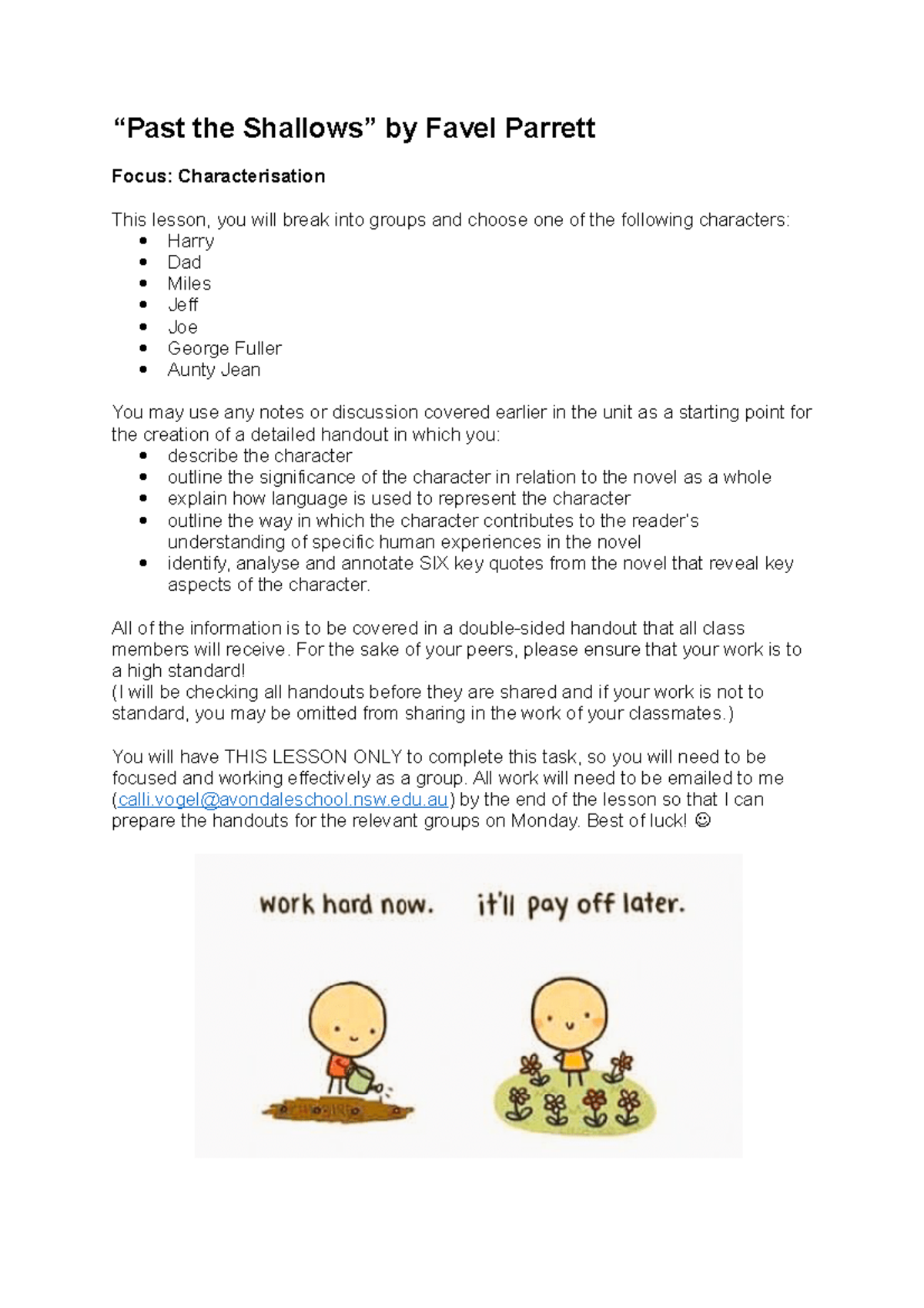 #4.4 Focus - Characterisation - “Past the Shallows” by Favel Parrett ...