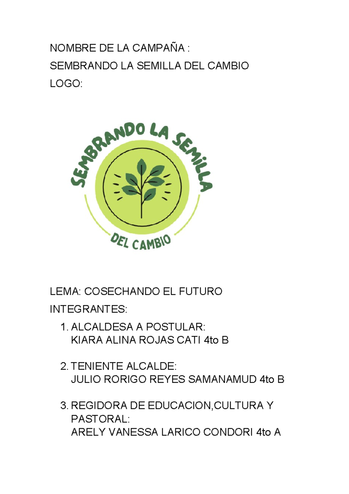 Sembrando la semilla - Una historia para asombrar - NOMBRE DE LA ...