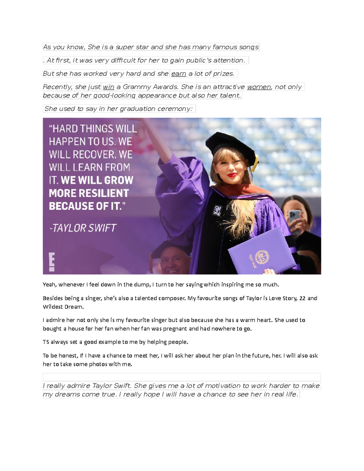As you know - ... - As you know, She is a super star and she has many ...