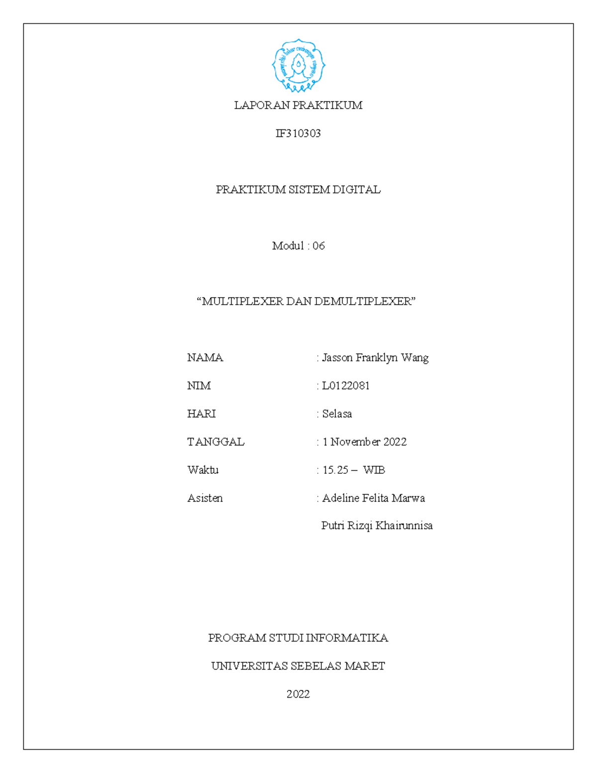 LSD06 L0122081 Jasson Franklyn - LAPORAN PRAKTIKUM IF PRAKTIKUM SISTEM ...