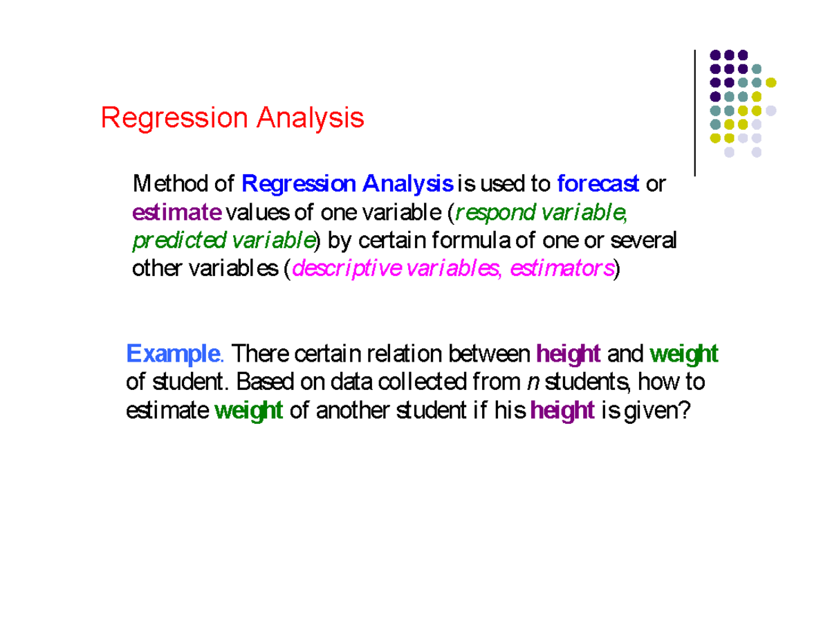 Statistics Lecture S 5 Regression-Compatibility-Mode - Regression ...