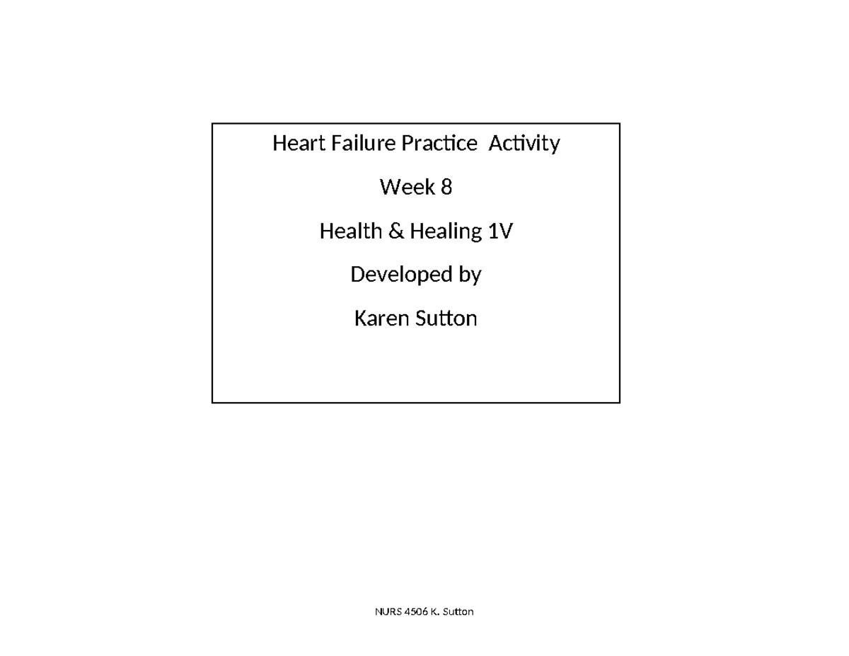 Heart Failure Concept Map- Student - Heart Failure Practice Activity ...