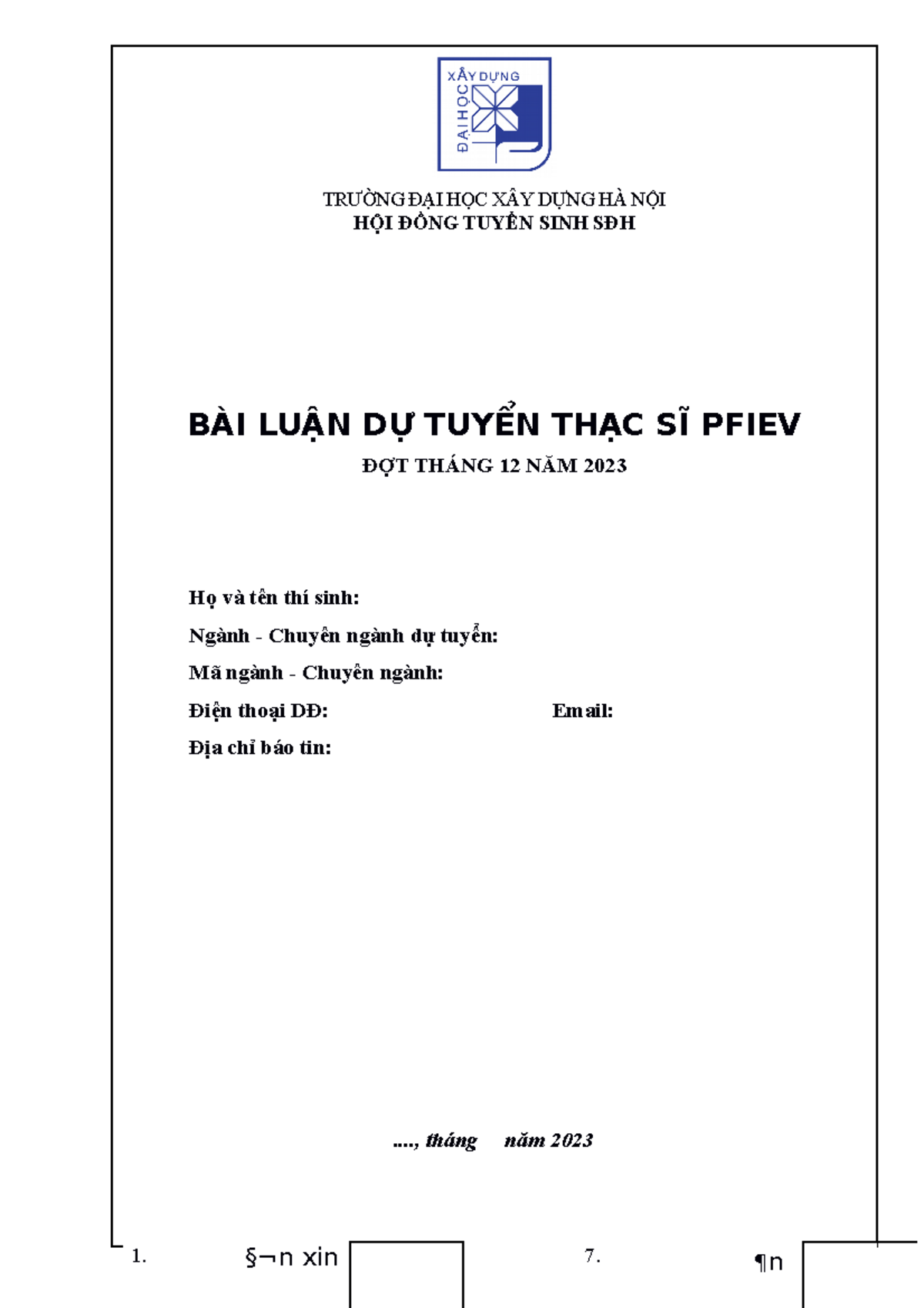 Bài Luận Sample TrƯỜng ĐẠi HỌc XÂy DỰng HÀ NỘi HỘi ĐỒng TuyỂn Sinh