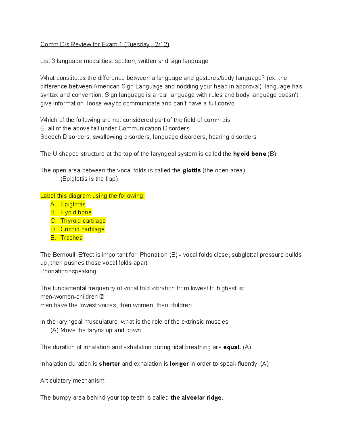 Com Dis Review for Exam 1 - Sign language is a real language with rules ...