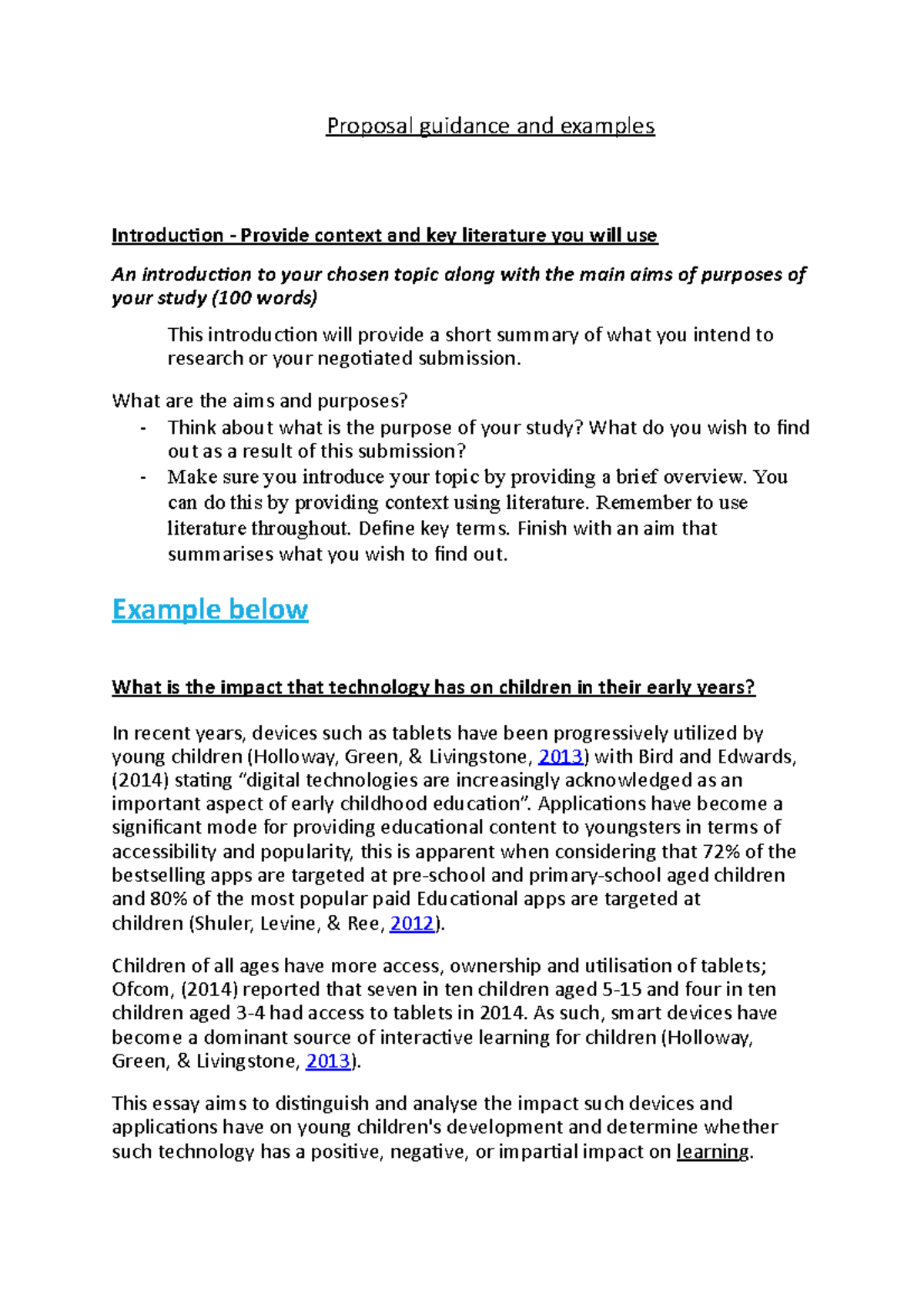 Proposal guidance and examples - Proposal guidance and examples ...