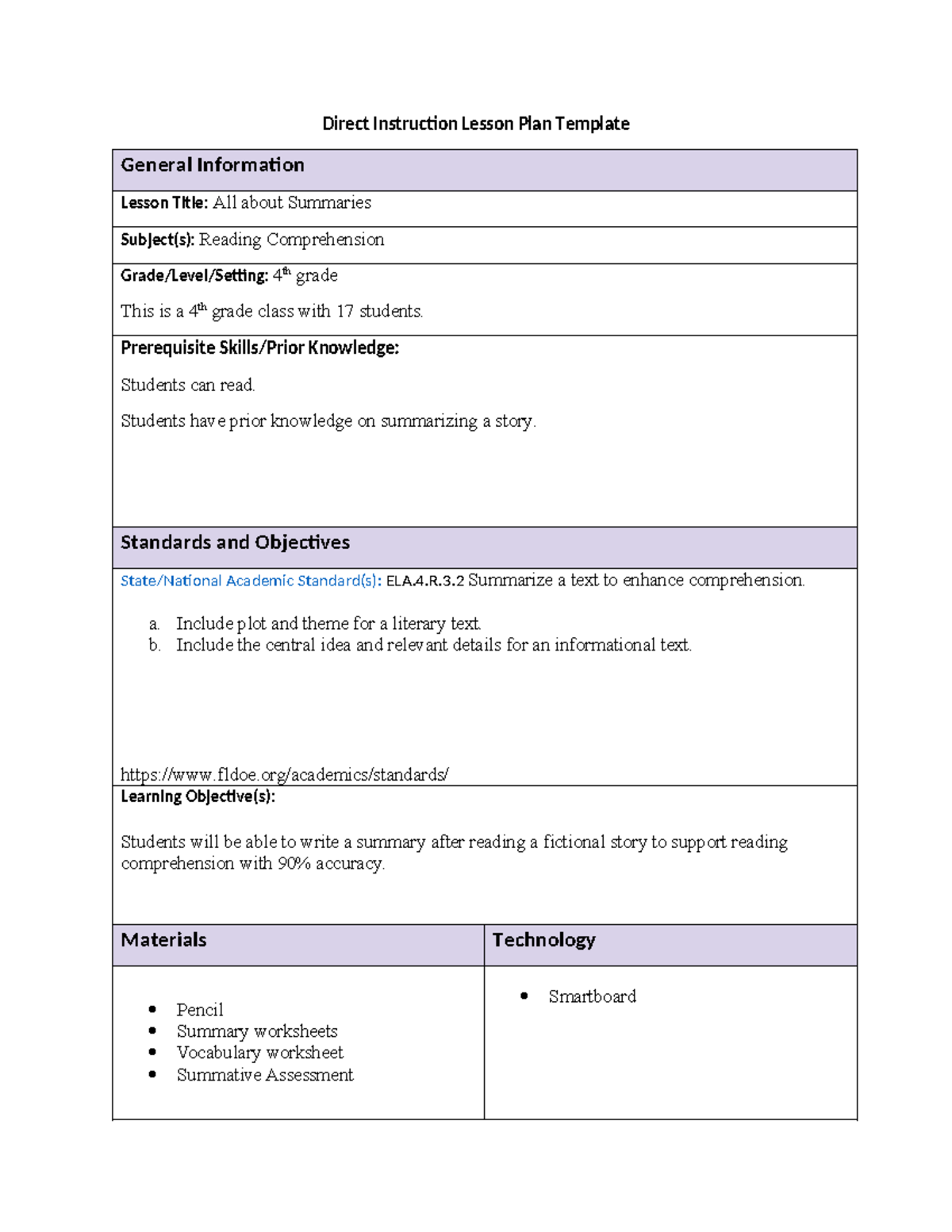 C909 Lesson Plan - Pass. Educational purposes only. - Direct ...
