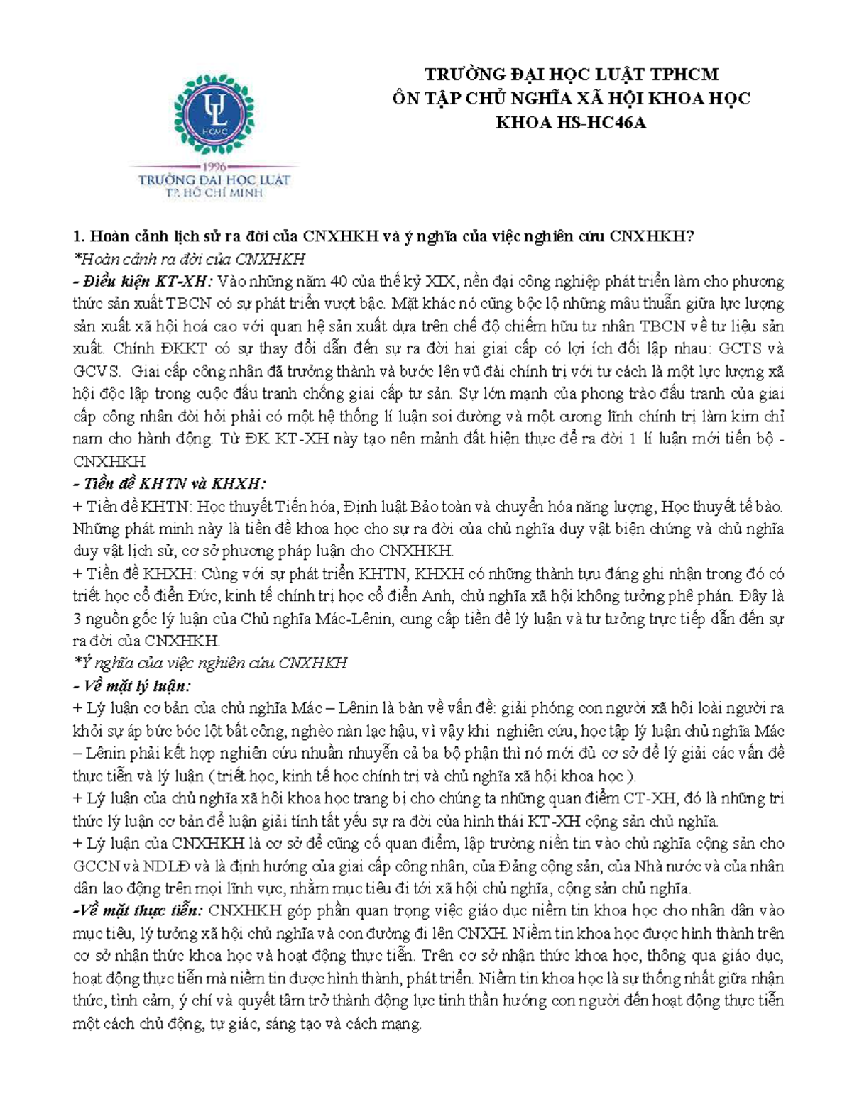Cnxhkh-1 - GIAO TRINH CHU NGHIA KHOA HOC XA HOI- MON CHU NGHIA KHOA HOC XA - Studocu