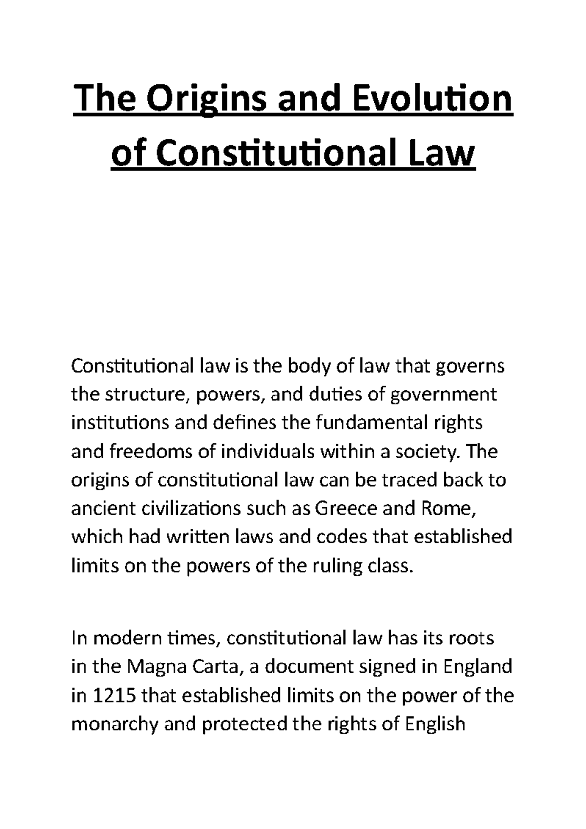 The Origins and Evolution of Constitutional Law - The Origins and ...