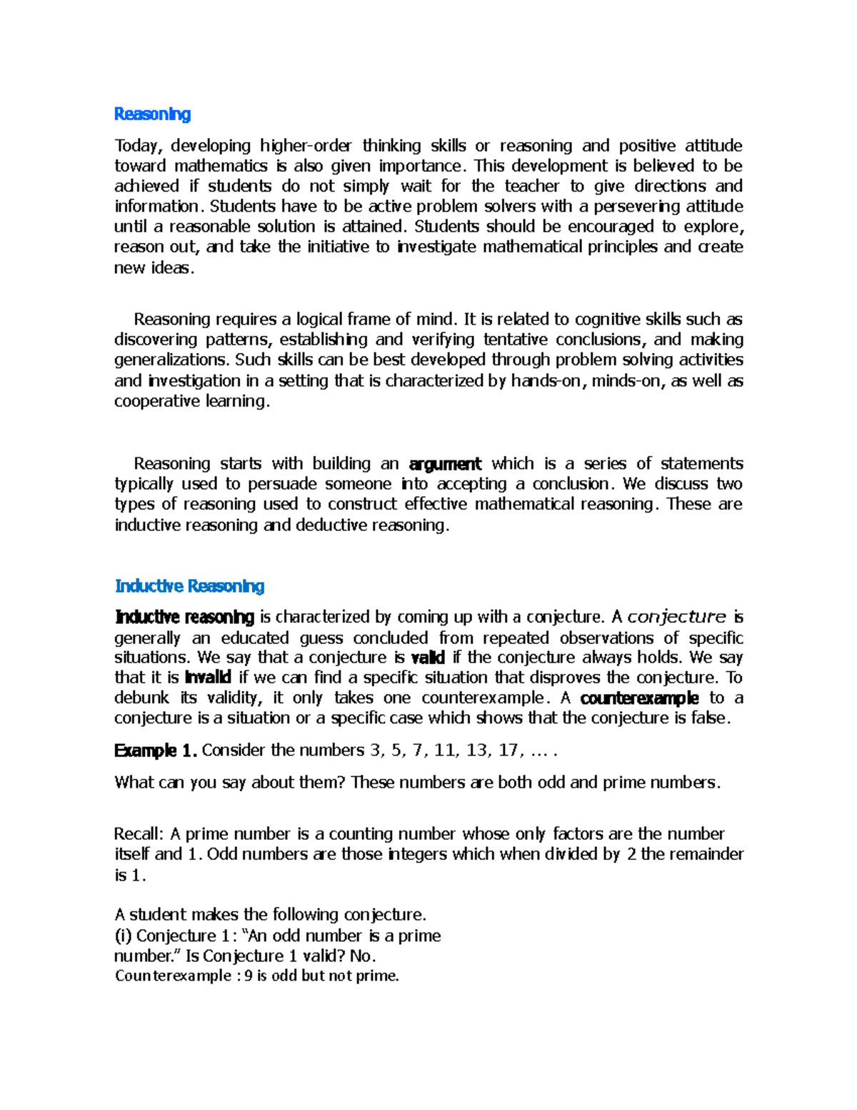 Inductive reasoning - Reasoning Today, developing higher-order thinking ...