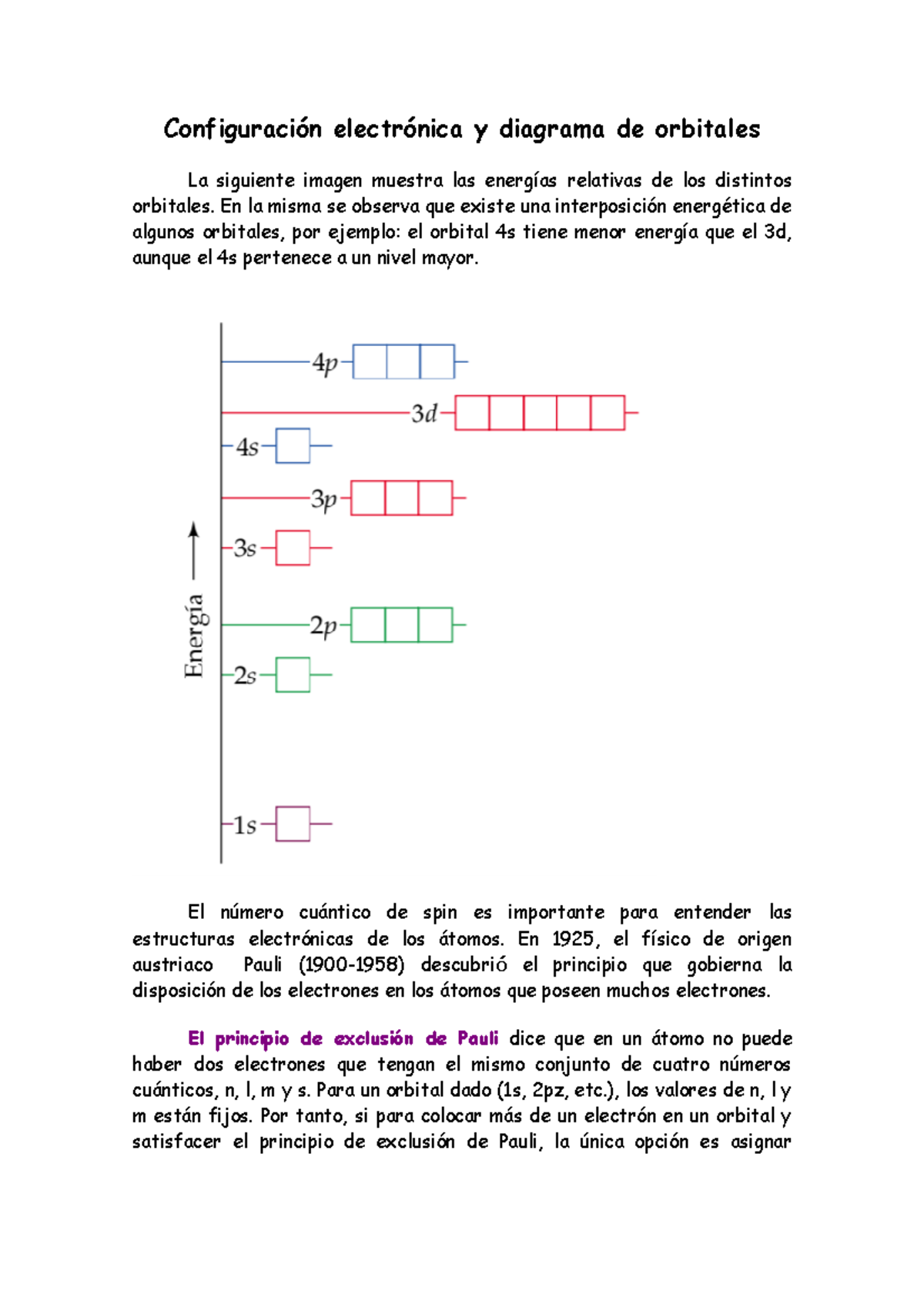 Q5 Configuraciónelectrónicaydiagramadeorbitales - Configuración ...