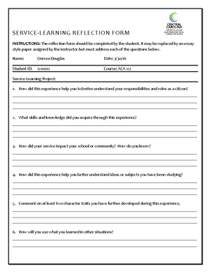 Service Learning Reflection Form - SERVICE-LEARNING REFLECTION FORM ...