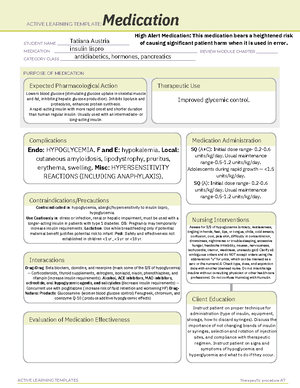 ATI Medication Sheets - ACTIVE LEARNING TEMPLATES STUDENT NAME