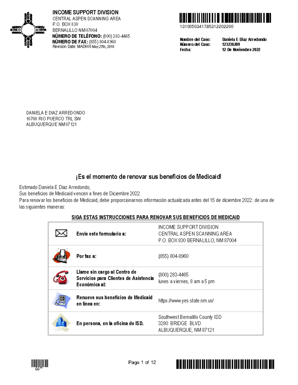 MAD-608 - study - È!ıÍ Page 1 of 12 INCOME SUPPORT DIVISION CENTRAL ...