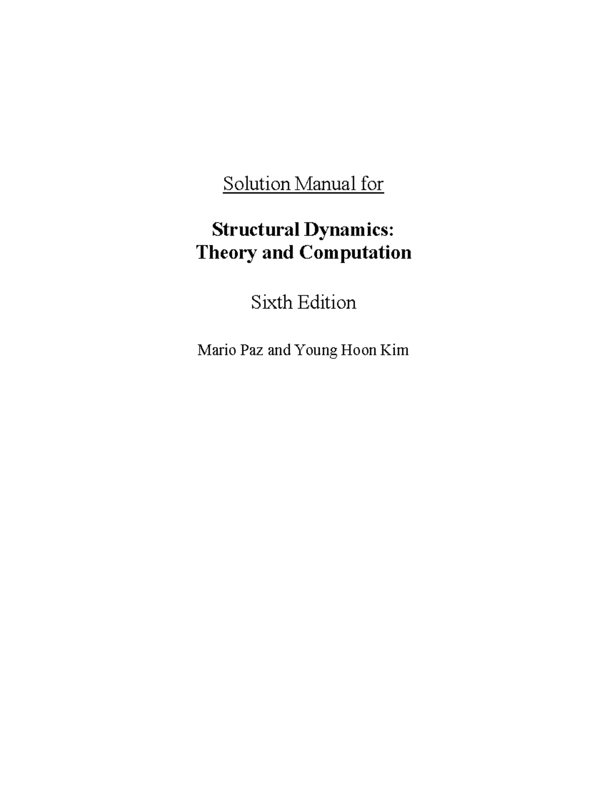 Solution Manual for Structural Dynamics - Solution Manual for ...