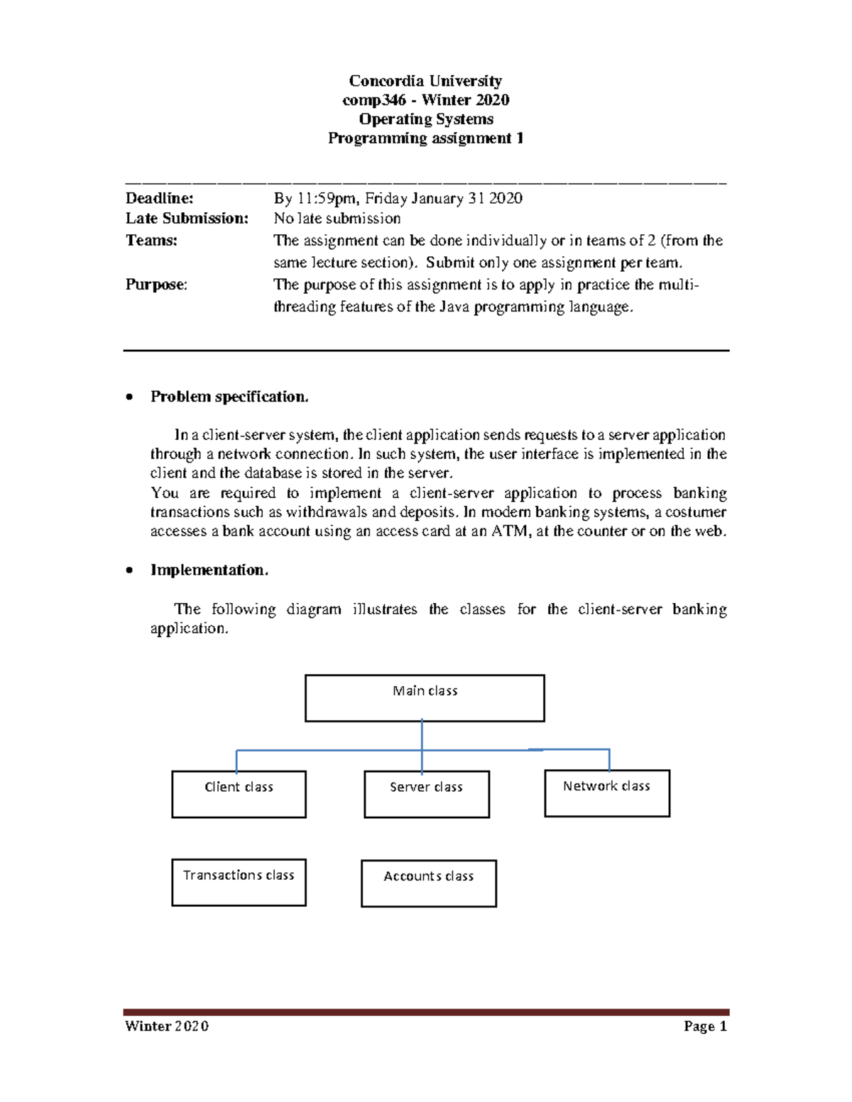 Programming Assignment 1 Warning Tt Undefined Function 32 Concordia University Comp346