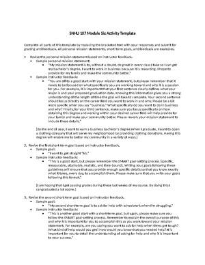 SNHU 107 Project Template (1)NOW Academic Success PLAN - SNHU 107 ...